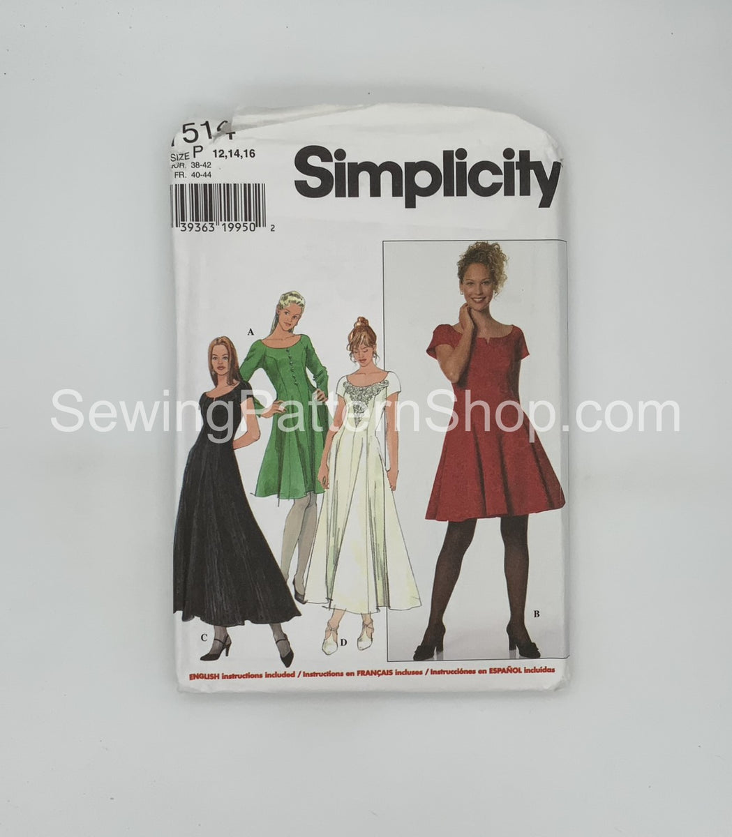 Simplicity 7514 (1997) Dress with Sleeve and Length Variations - Vinta ...